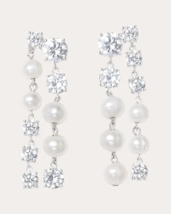Completedworks Pearl & Zirconia Drop Earrings - White