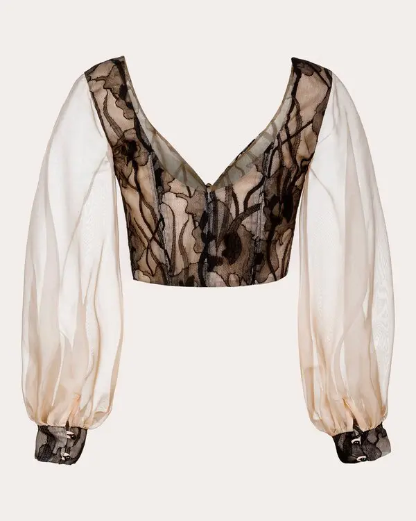 BYVARGA Leana Silk Organza Lace Corset Blouse
