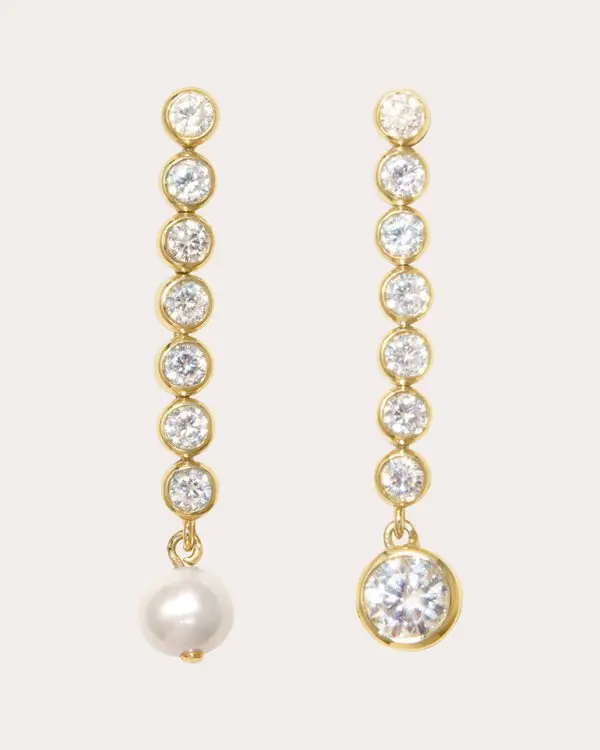 Completedworks Ascent 18k-plated Silver Pearl And Cubic Zirconia Earrings - Gold