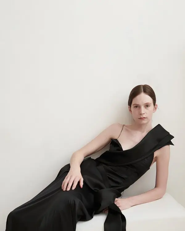 BYVARGA Janet Satin Draped Wrap Maxi Dress