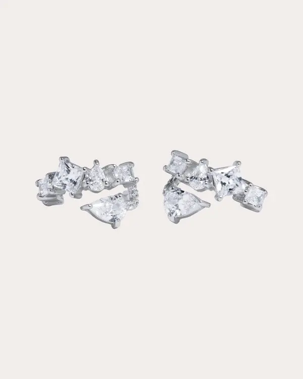 Completedworks Cubic Zirconia Geometric Stud Earrings - Silver