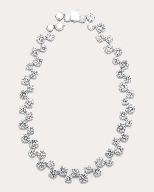 Completedworks Cubic Zirconia Checkerboard Necklace - Silver