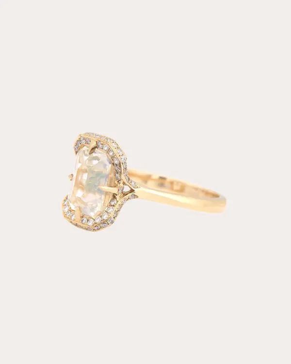YI COLLECTION Rainbow Moonstone & Diamond Aurora Ring