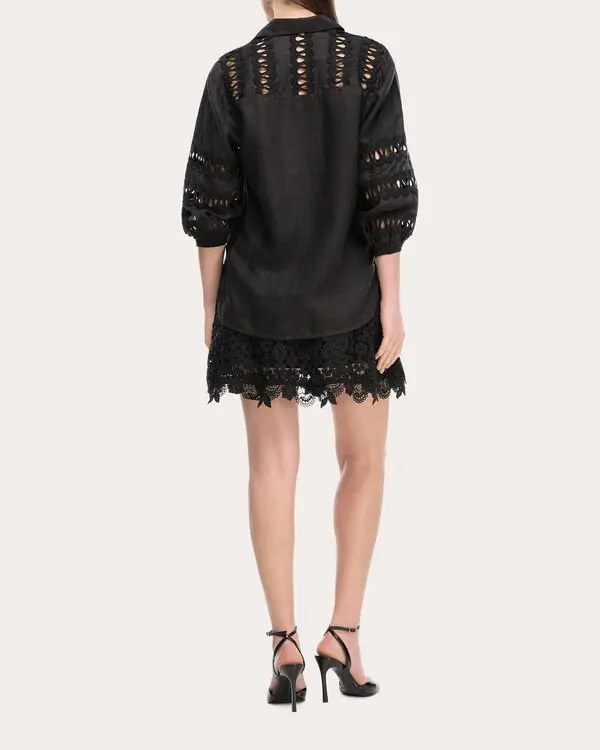 Waimari Solana Embroidered Linen Button-up Shirt