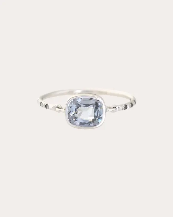 YI COLLECTION Spinel & Black Diamond Petite Circle Ring - Silver