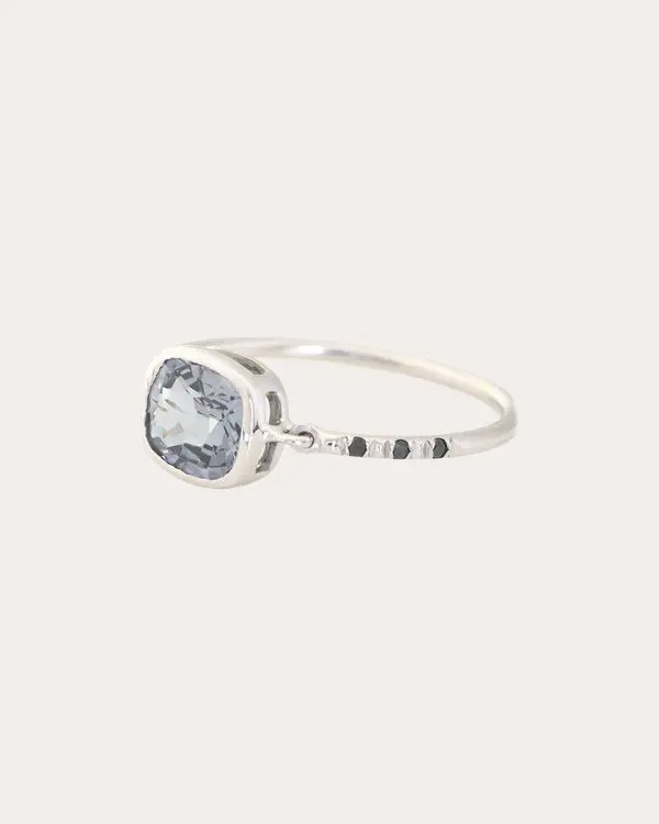 YI COLLECTION Spinel & Black Diamond Petite Circle Ring