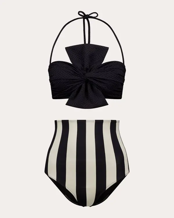GIRLSMUSTHAVE Laila Bow Bandeau Bikini Top - Black