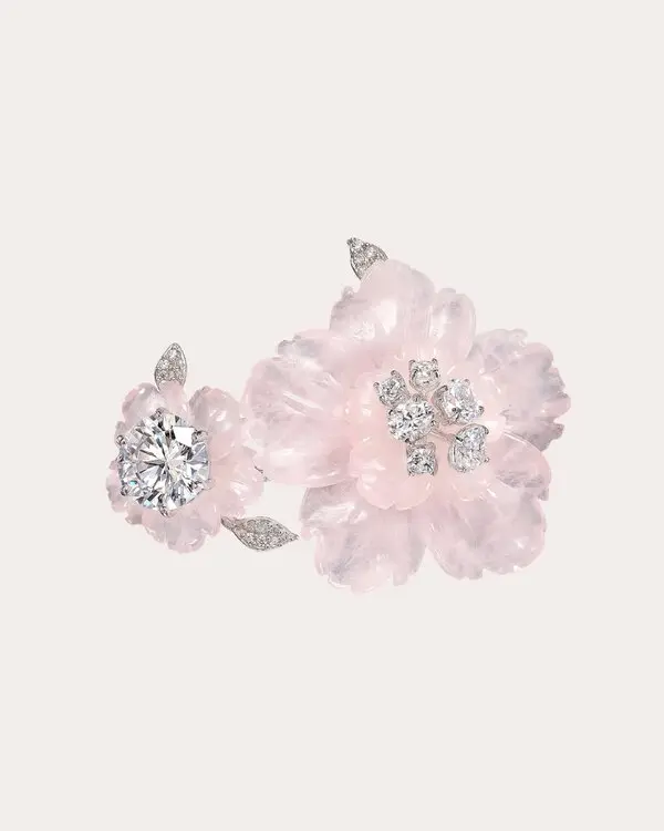 ANABELA CHAN Rose Quartz & Diamond Sakura Ring - Pink