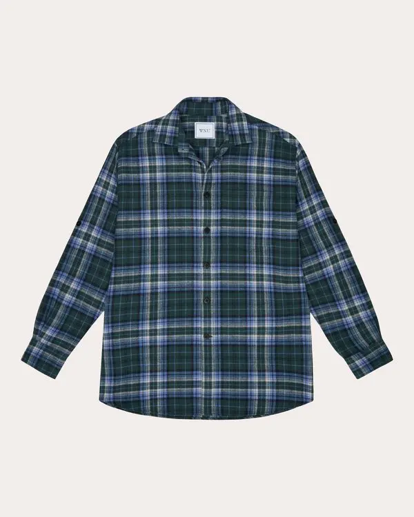 WITH NOTHING UNDERNEATH The Oversized Brushed Plaid Cotton Shirt - Multicolor