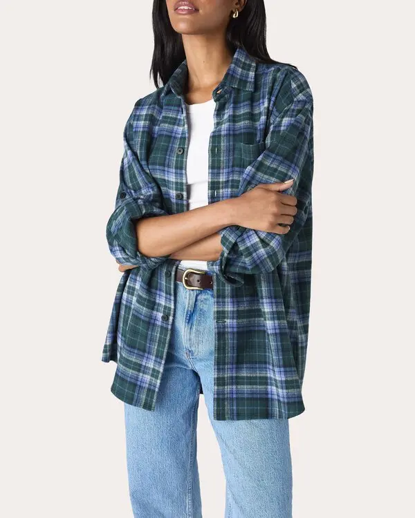 WITH NOTHING UNDERNEATH The Oversized Brushed Plaid Cotton Shirt - Multicolor