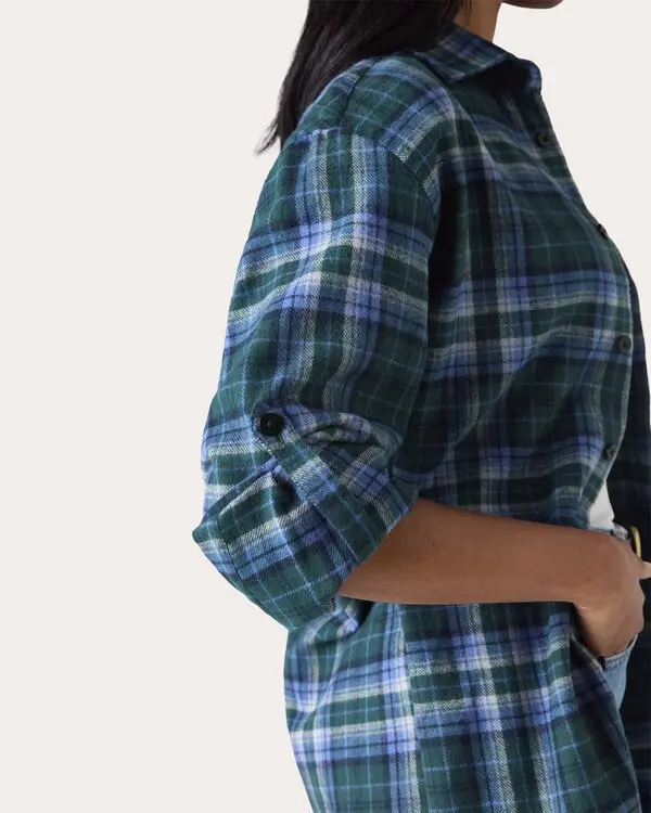 WITH NOTHING UNDERNEATH The Oversized Brushed Plaid Cotton Shirt - Multicolor