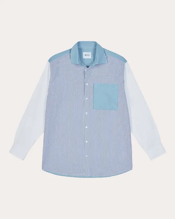 WITH NOTHING UNDERNEATH Oversized Patchwork Chambray Shirt