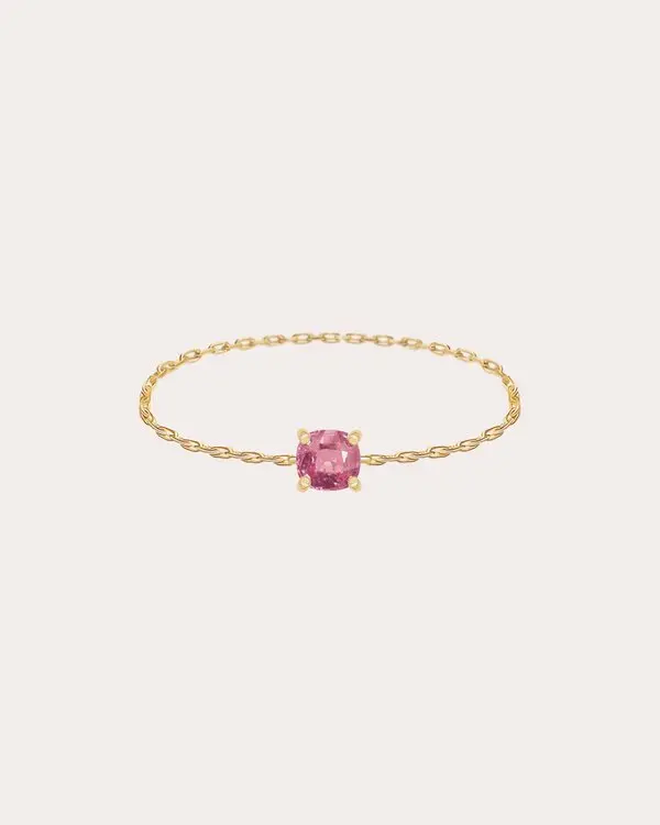 YI COLLECTION Jedi Spinel & 18k Gold Chain Ring - Pink