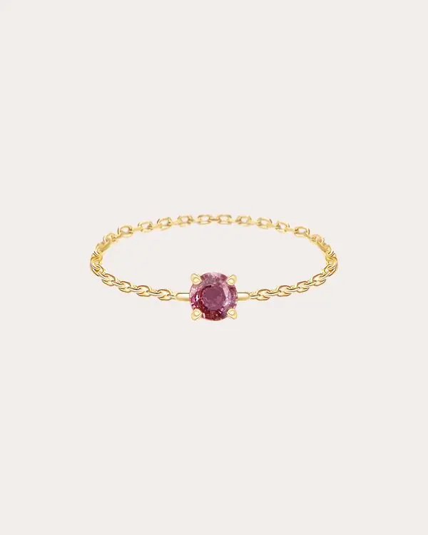 YI COLLECTION Raspberry Tourmaline And 14k Gold Chain Ring - Pink