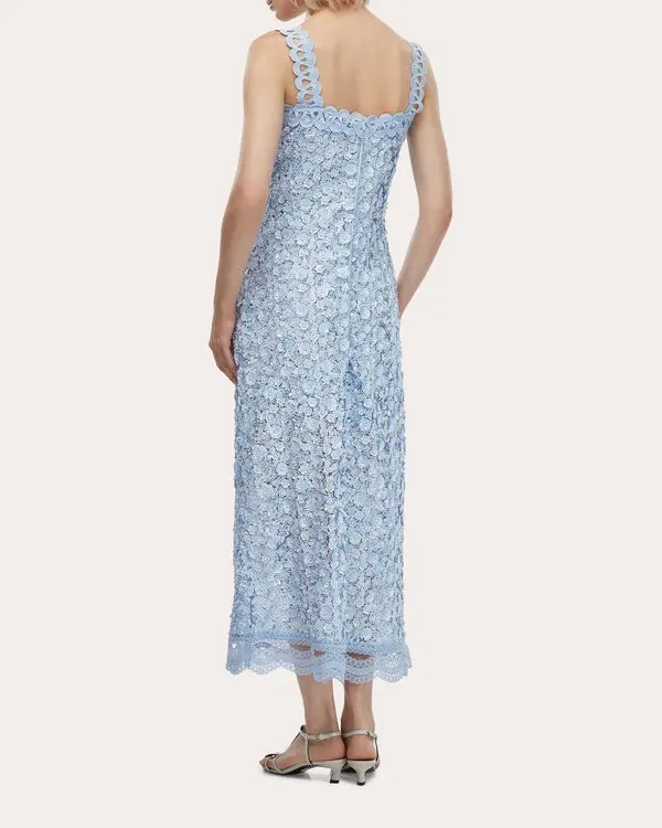 Waimari Centella Embroidered Floral Sequin Maxi Dress - Blue