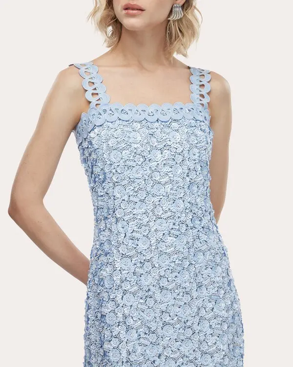 Waimari Centella Embroidered Floral Sequin Maxi Dress - Blue