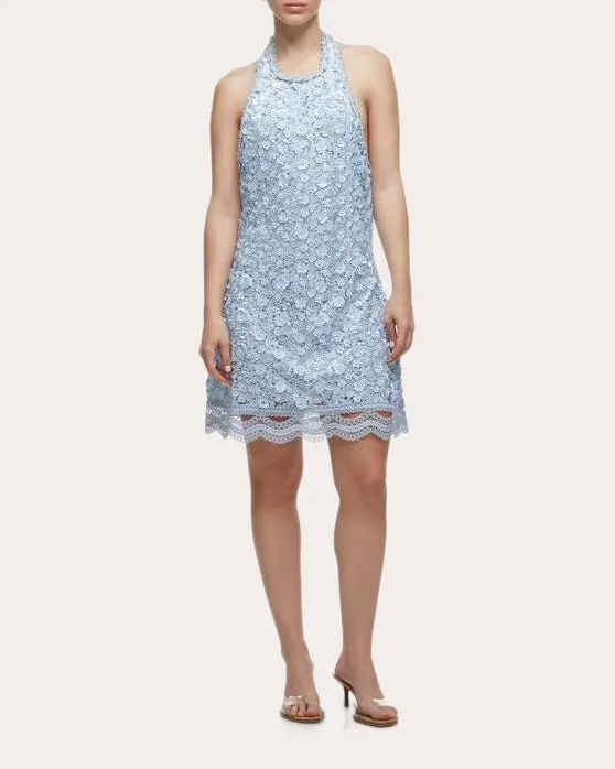 Waimari Floral Sequin Halter Mini Dress