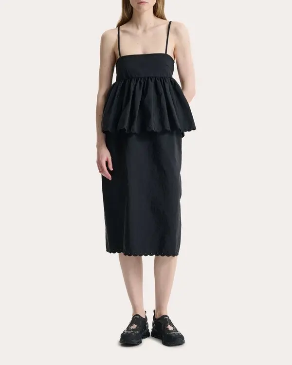 Cecilie Bahnsen Embroidered Taffeta Peplum Tank Top