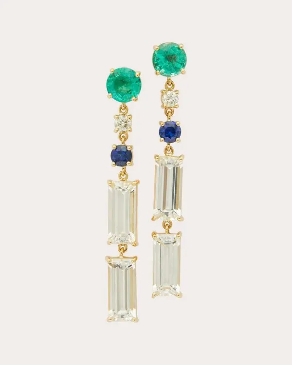 YI COLLECTION Starry Nights Drop Earrings - Green & Blue & White