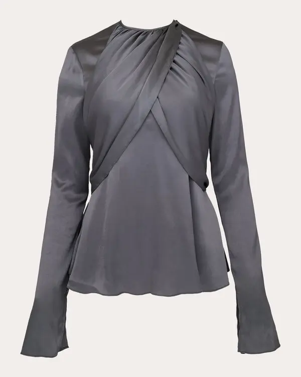 Azeeza Elowen Gathered Crossover Top - Grey