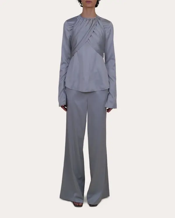 Azeeza Elowen Gathered Crossover Top - Grey