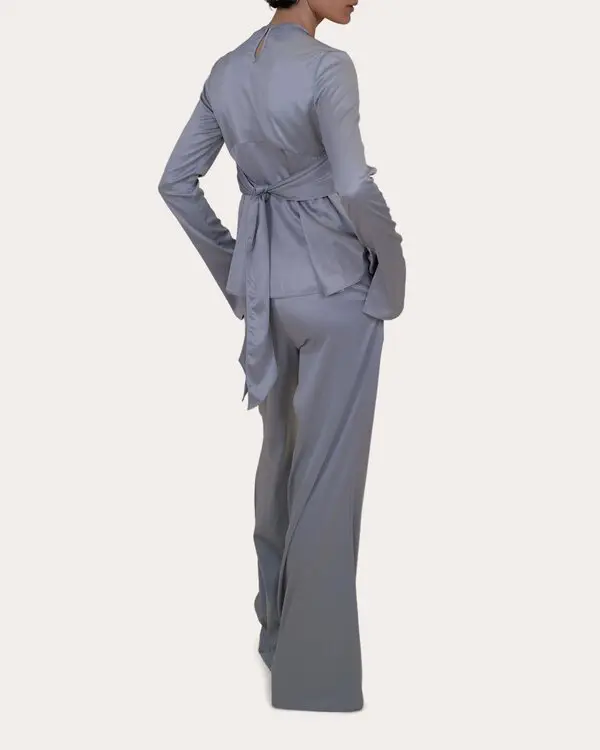 Azeeza Elowen Gathered Crossover Top - Grey