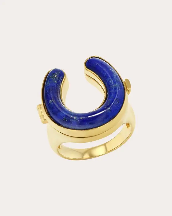 FUTURE FORTUNE Lapis Lazuli & Diamond Good Luck Locket Ring - Gold