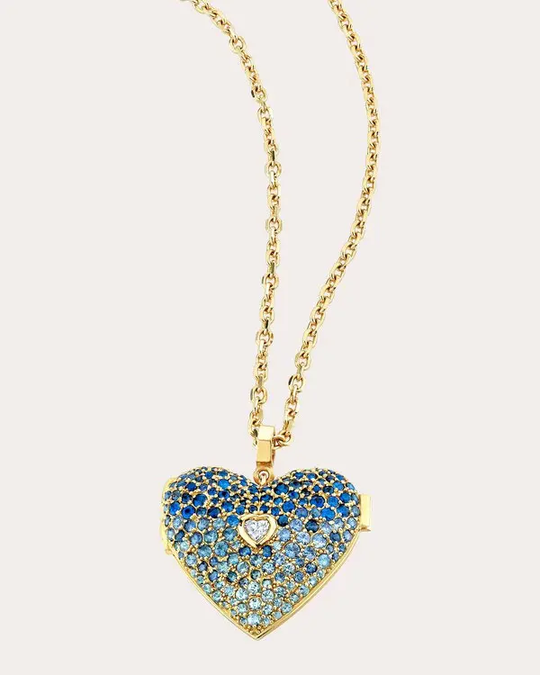 FUTURE FORTUNE Sapphire & Aquamarine Locket Necklace - Yellow