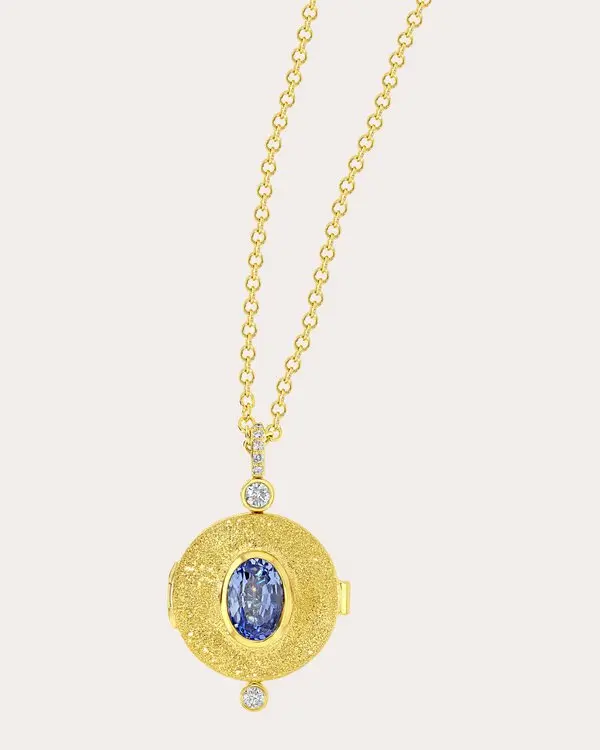 FUTURE FORTUNE Sapphire & Diamond Wizard Locket Necklace - Gold