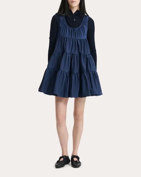 Cecilie Bahnsen Aino Ripstop Tiered Mini Dress - Blue