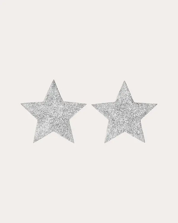FUTURE FORTUNE 18k White Gold Star Stud Earrings - Silver