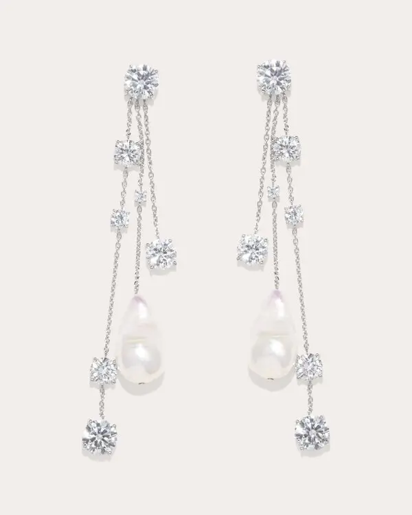 Completedworks Pearl & Zirconia Drop Earrings - Silver