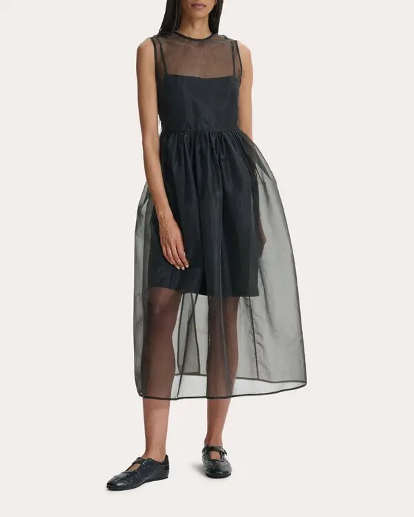 Cecilie Bahnsen Camilla Sheer Liquid Myrtia Midi Dress
