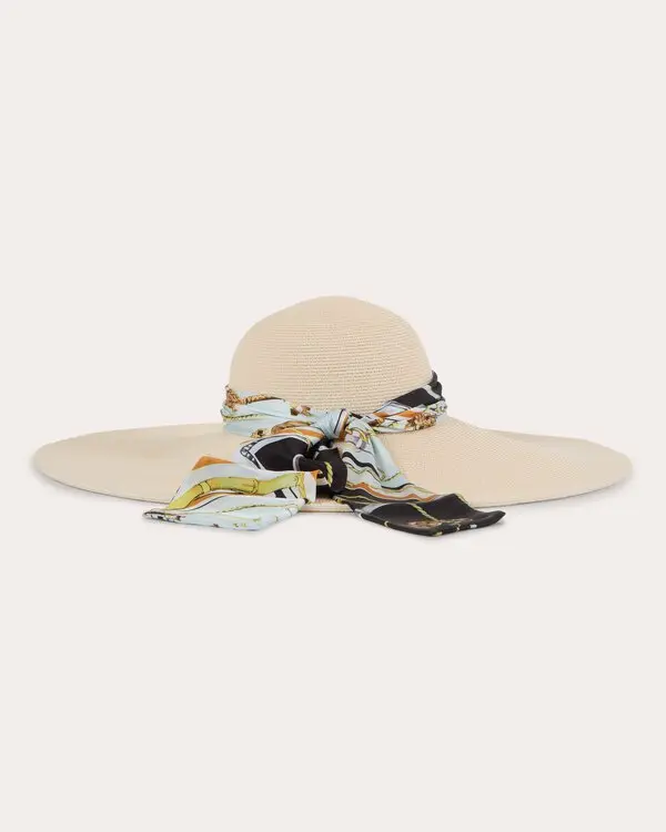 Eugenia Kim Sunny Satin Scarf Toyo Oversized Sun Hat - Neutral