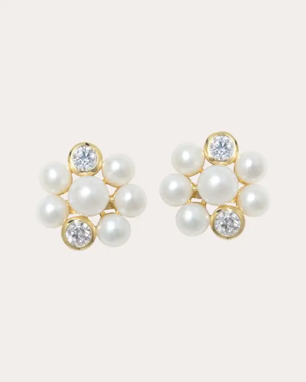 Completedworks Lightdrops 18k Gold-plated Pearl And Zirconia Stud Earrings - White
