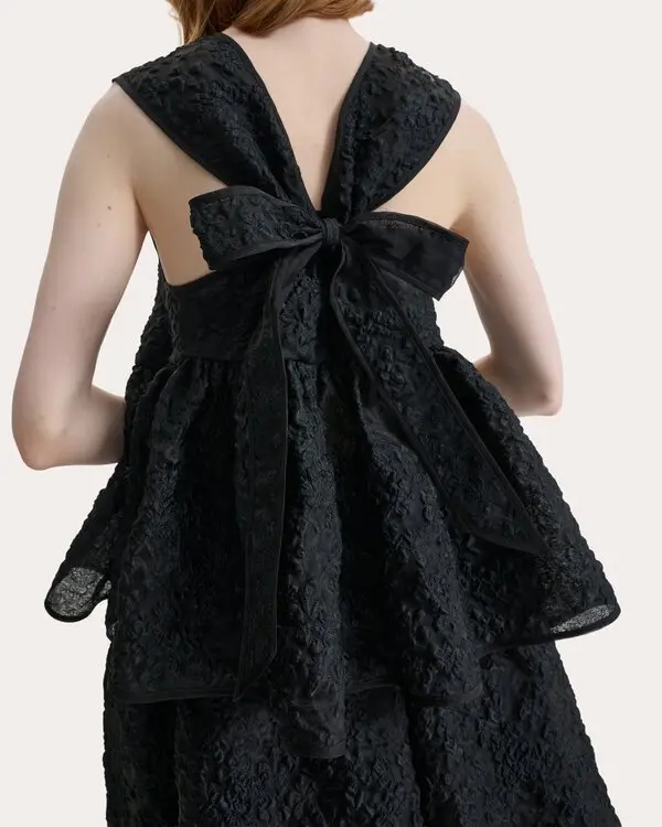 Cecilie Bahnsen Cora Grasmere Matelassé Empire Peplum Top