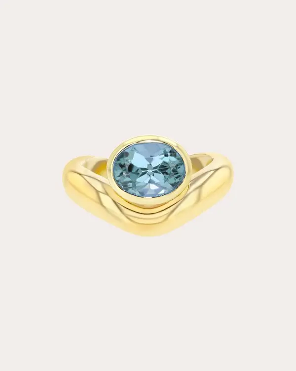 FUTURE FORTUNE Aquamarine & 14k Gold Speed Of Light Ring - Blue