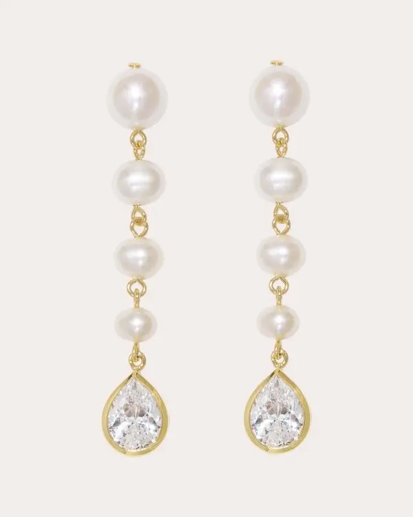 Completedworks Pearl & Cubic Zirconia Drop Earrings - Gold