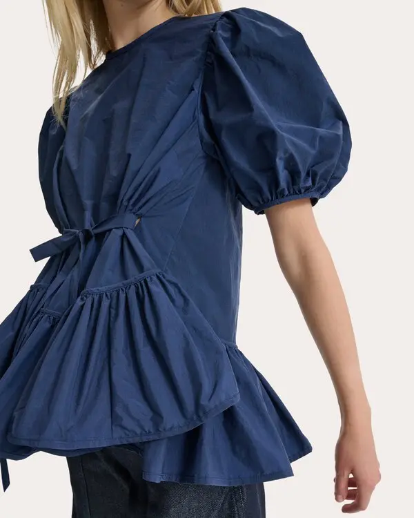 Cecilie Bahnsen Bale Ripstop Puff-sleeve Peplum Top
