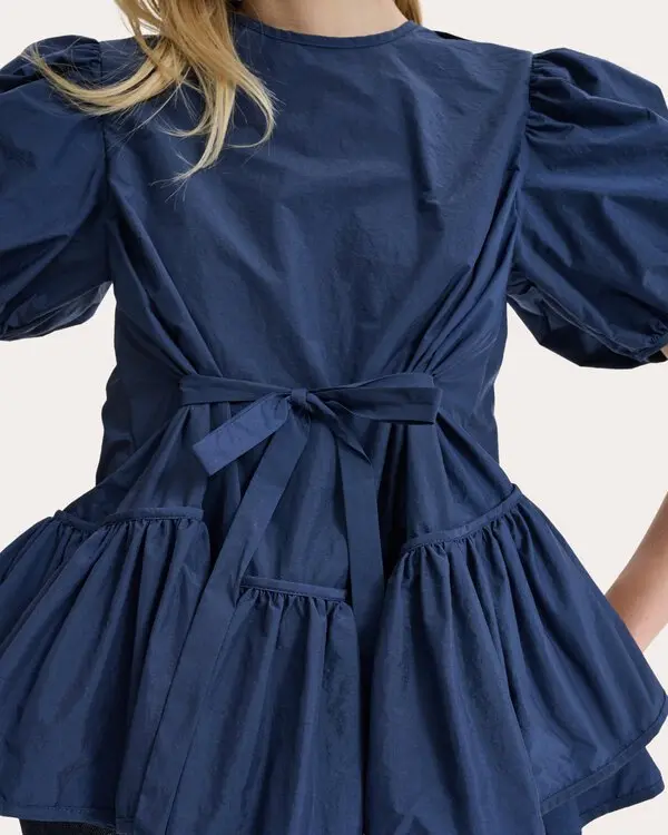 Cecilie Bahnsen Bale Ripstop Puff-sleeve Peplum Top