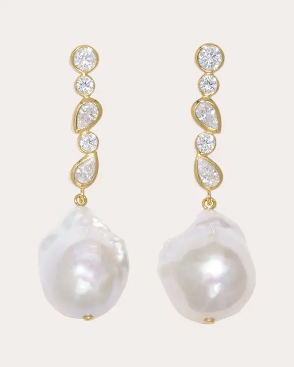 Completedworks Baroque Pearl & Cubic Zirconia Drop Earrings - White