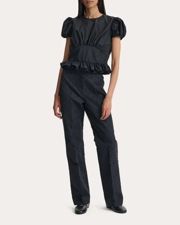 Cecilie Bahnsen Cristobal Recycled Faille Gathered Peplum Top