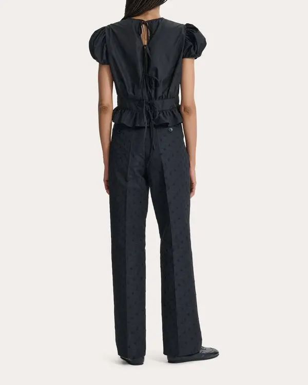 Cecilie Bahnsen Cristobal Recycled Faille Gathered Peplum Top