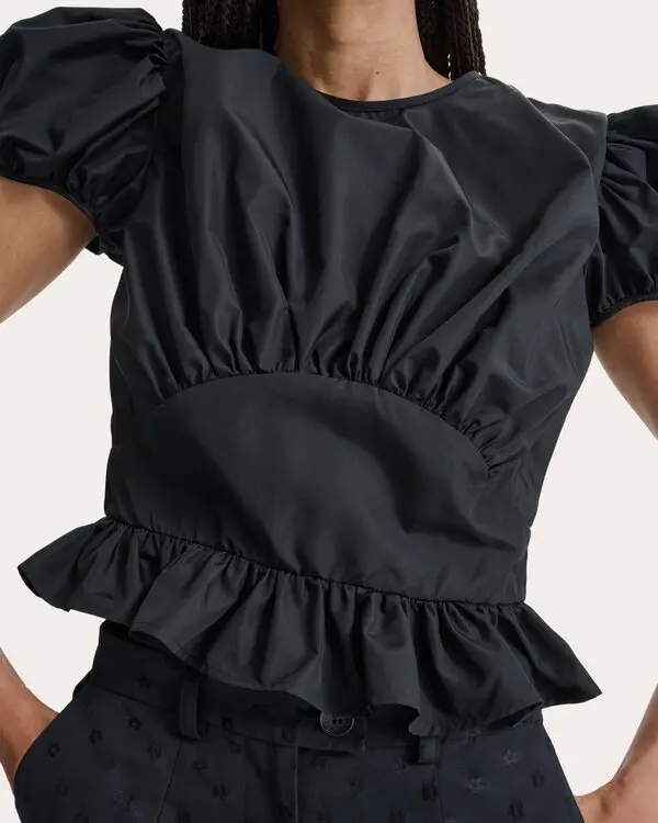 Cecilie Bahnsen Cristobal Recycled Faille Gathered Peplum Top