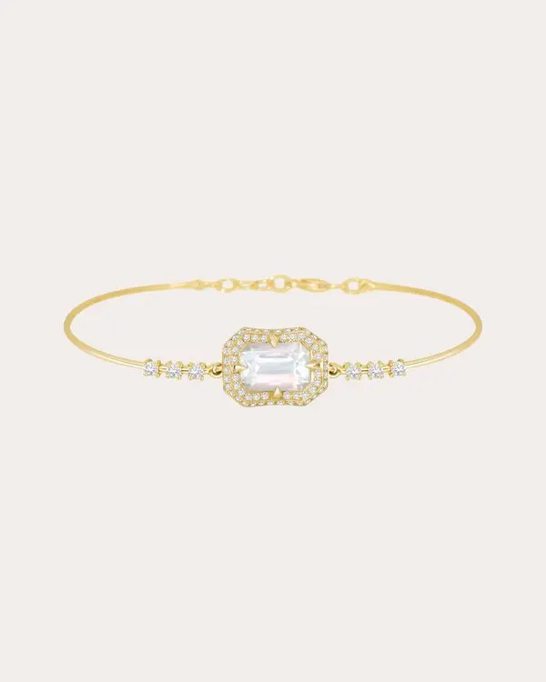 YI COLLECTION Rainbow Moonstone & Diamond Aurora Bangle 18k - Gold