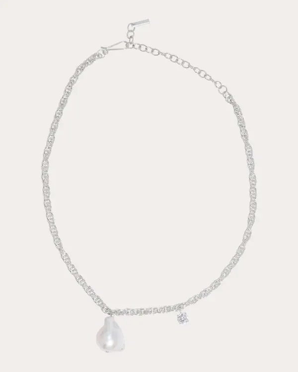 Completedworks Baroque Pearl And Cubic Zirconia Necklace - White