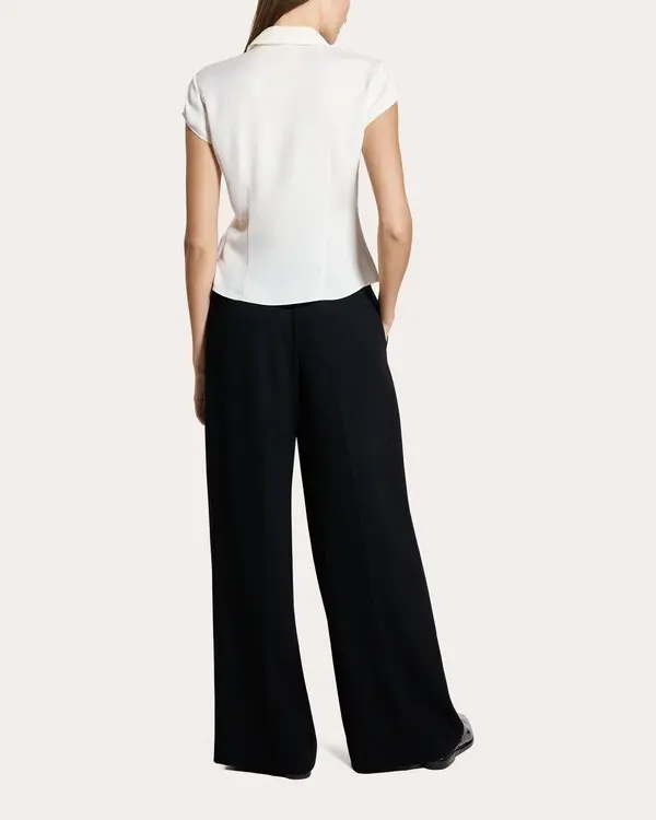 Theory Silk Cap-sleeve Button-up Top - White