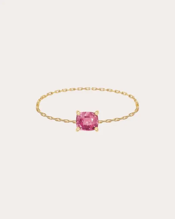 YI COLLECTION Jedi Spinel & 18k Gold Chain Ring - Pink