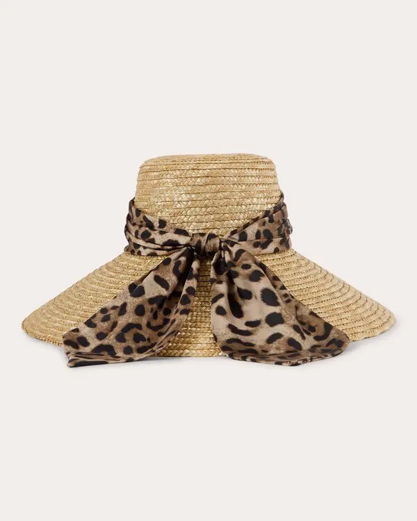 Eugenia Kim Mirabel Sun Hat With Leopard Print Scarf - Neutral