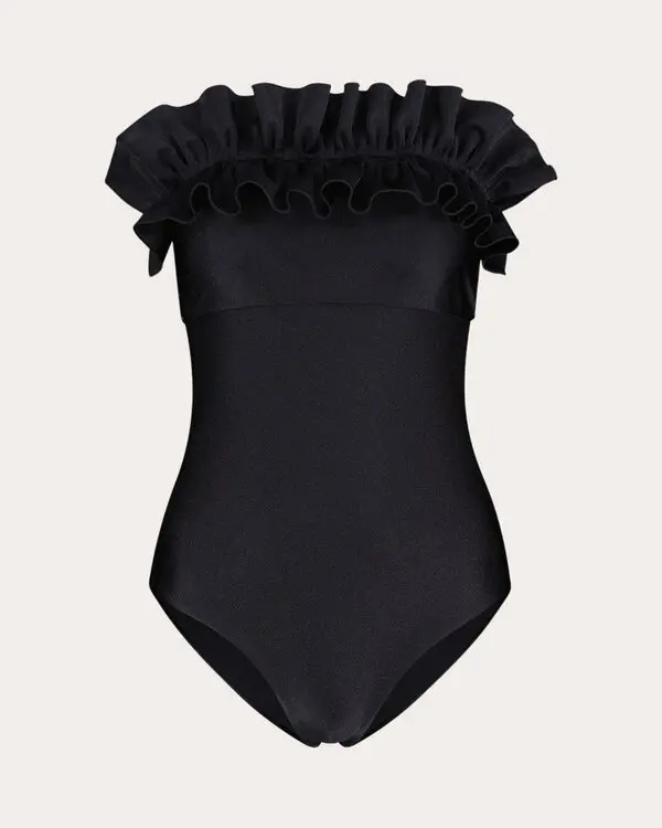 GIRLSMUSTHAVE Angela Ruffle Bustier One-piece Swimsuit - Black